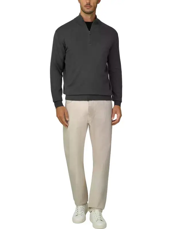 Boggi Milano Extrafine Merino Wool Quarter-zip Jumper - Grey