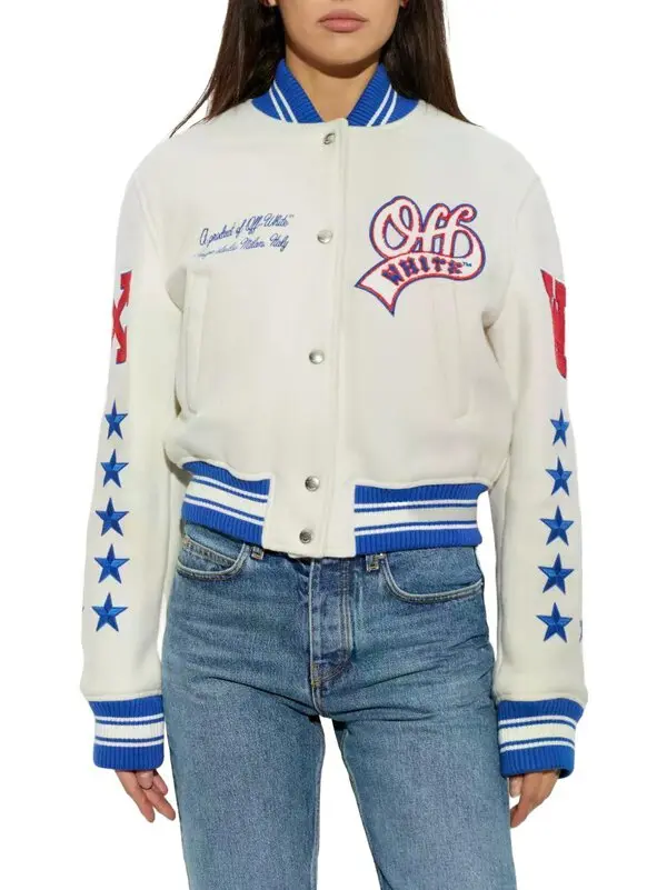 Off-White Embroidered Bomber Jacket - Neutrals