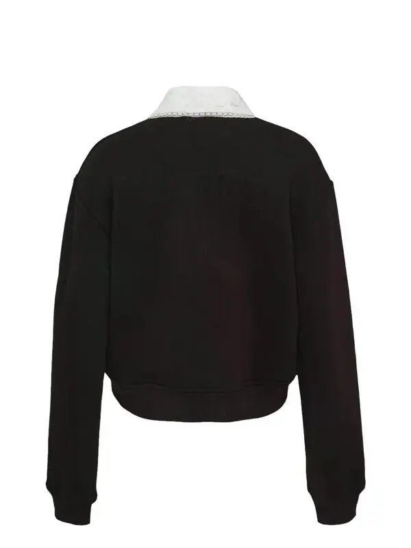 N°21 Lace Collar Button-up Sweatshirt - Black
