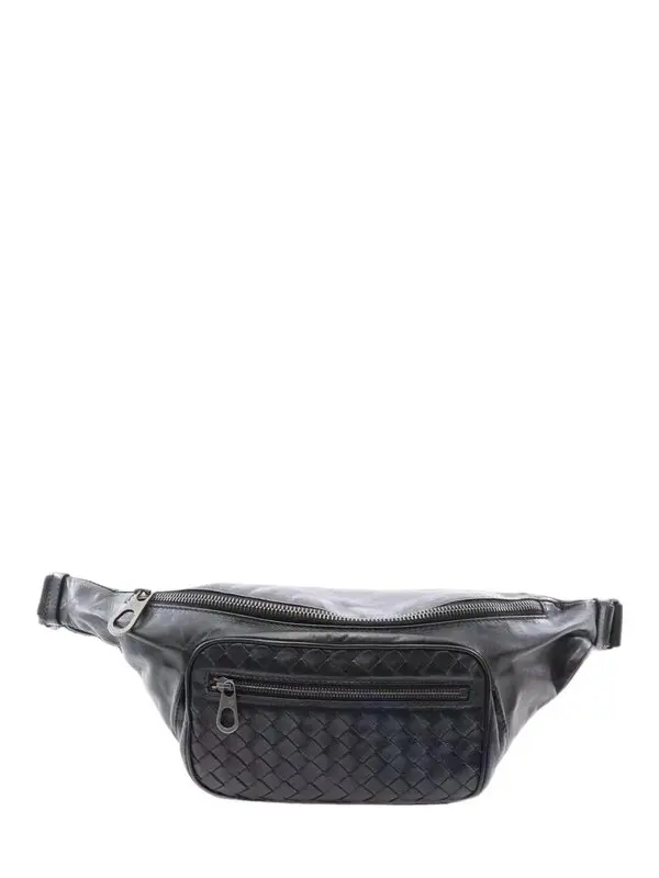 Bottega Veneta 2000s Intrecciato Leather Belt Bag - Black