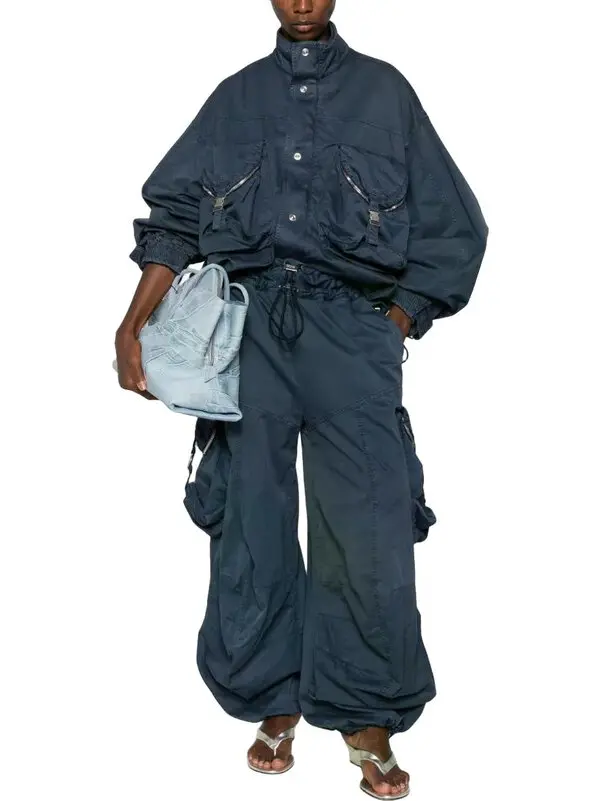 Attico High Neck Cargo Bomber Jacket - Blue