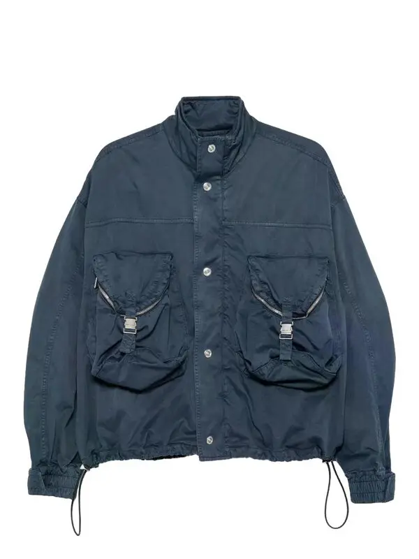 Attico High Neck Cargo Bomber Jacket - Blue