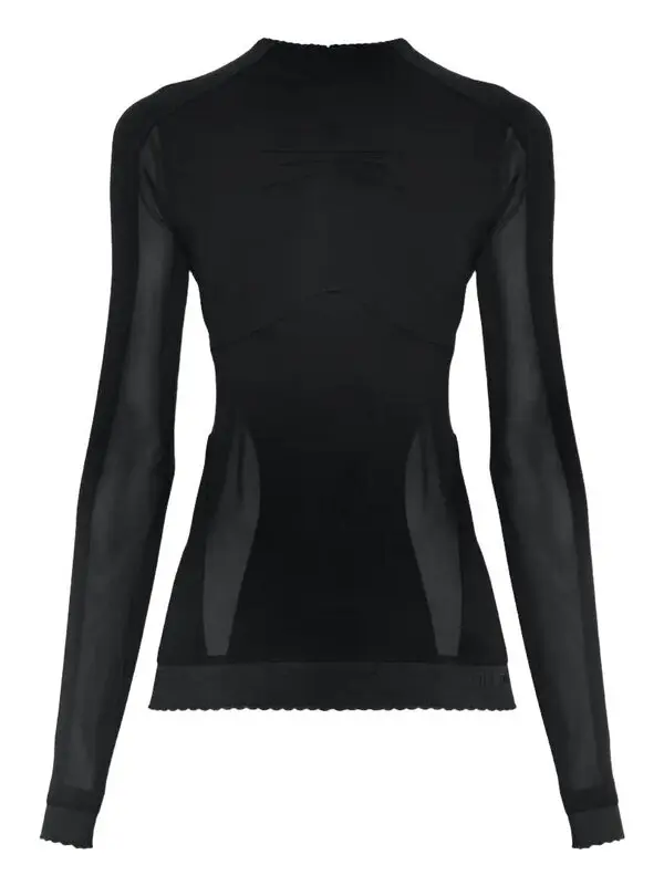 Attico Sheer Panelled Long Sleeve Top - Black