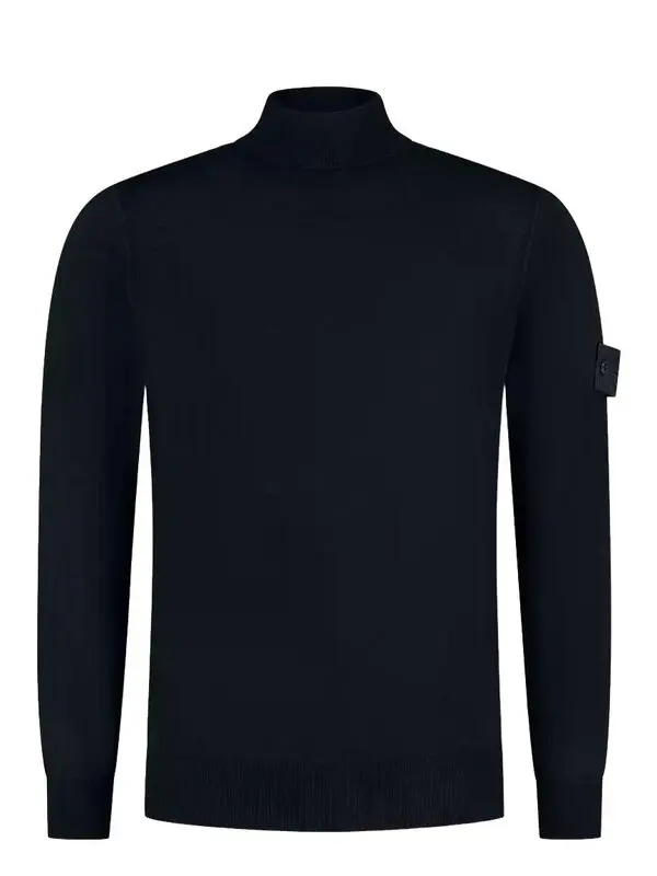 Stone Island Logo Patch Roll Neck Sweater - Black