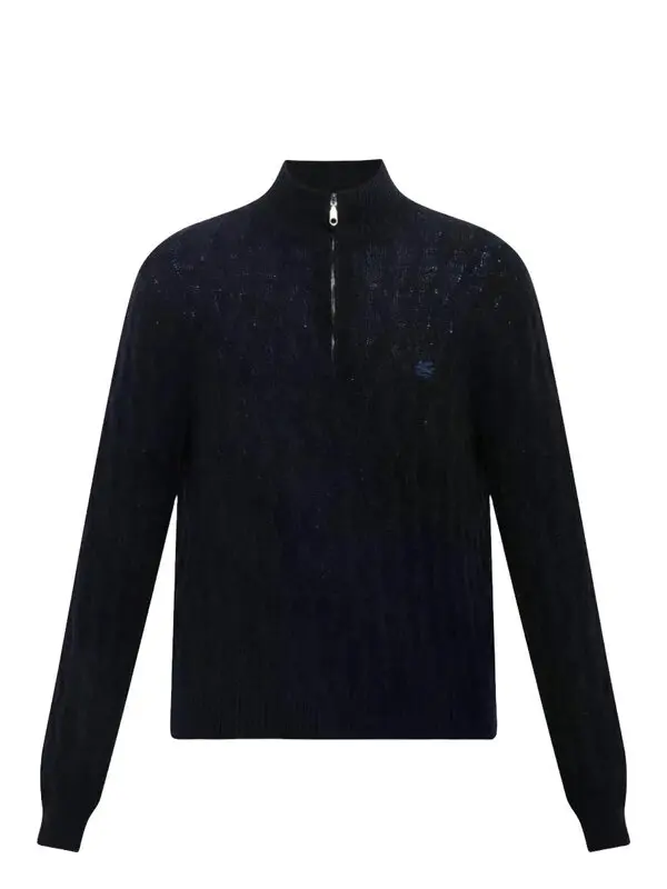 Etro Quarter-zip Cable Knit Sweater - Blue