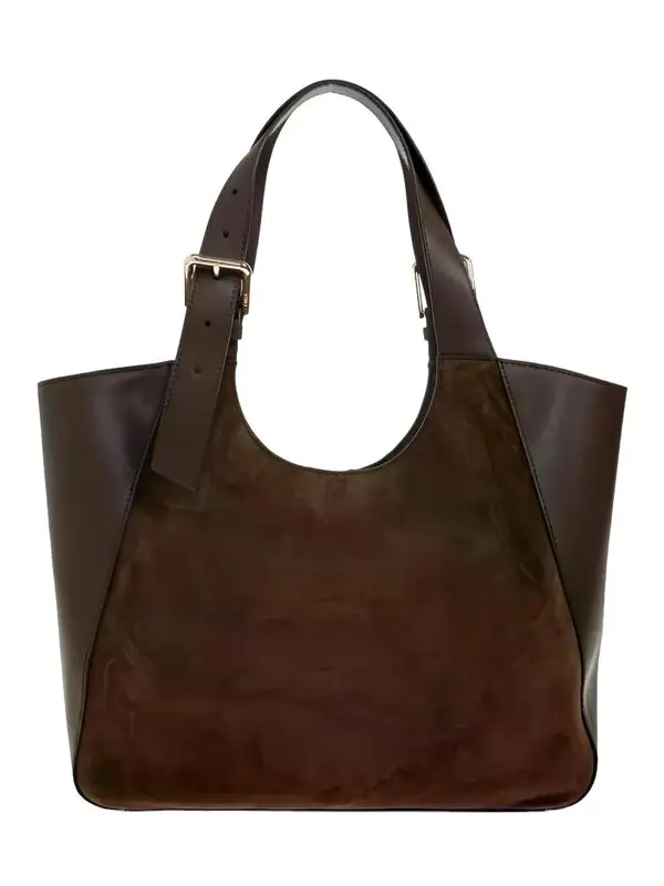 Furla Suede Panelled Shoulder Bag - Brown