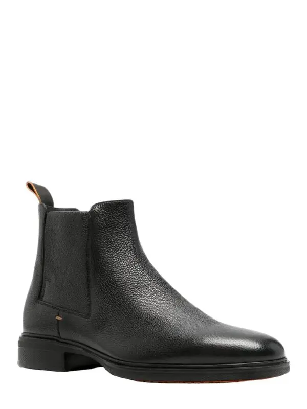 Santoni Easy Grained Leather Chelsea Boots - Black