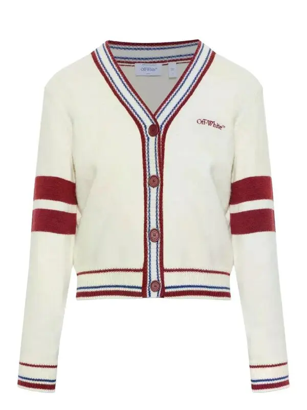 Off-White Logo Embroidered Cardigan - Neutrals