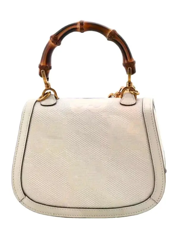 Gucci Bamboo 1947 Top Handle Bag Jumbo Gg Canvas Mini Crossbody Bag - Neutrals
