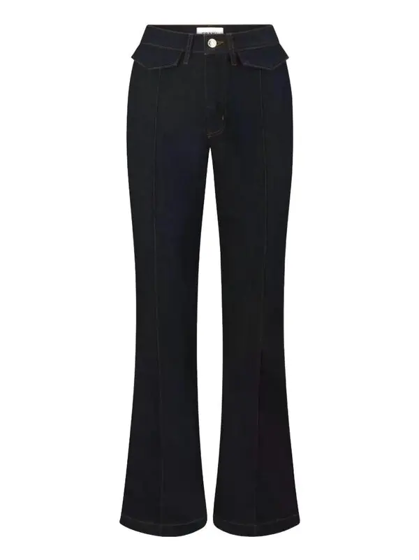 FRAME Seam-detail Flap-pocket Flared Jeans - Blue