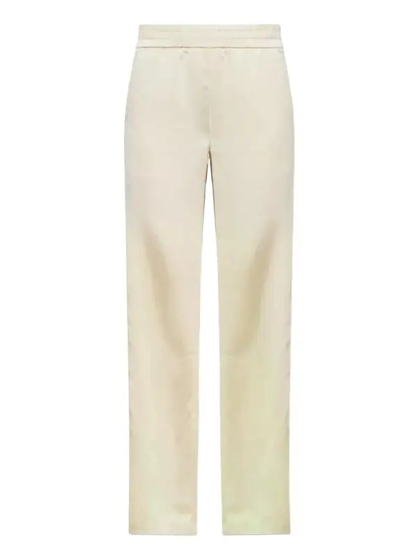 Off-White Straight-leg Satin Trousers With Lace Detail - Neutrals