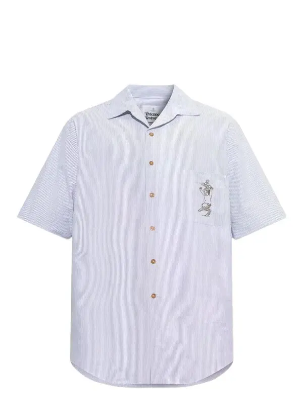 VIVIENNE WESTWOOD Bowling Striped Embroidered-logo Shirt - White