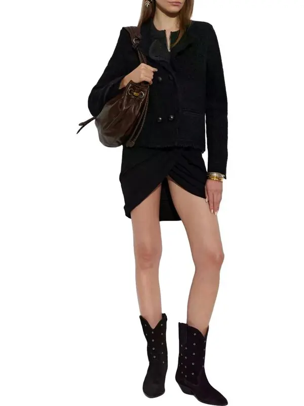 Isabel Marant Étoile Suely Bouclé Jacket With Frayed Edges - Black