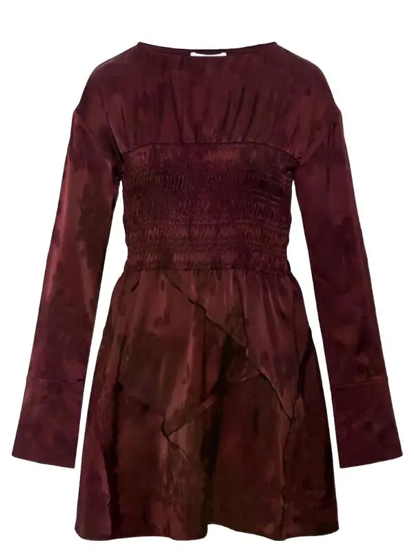 GANNI Shirred Floral-pattern Mini Dress - Red
