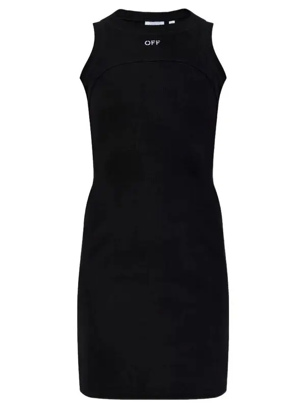 Off-White Logo Embroidered Mini Dress - Black