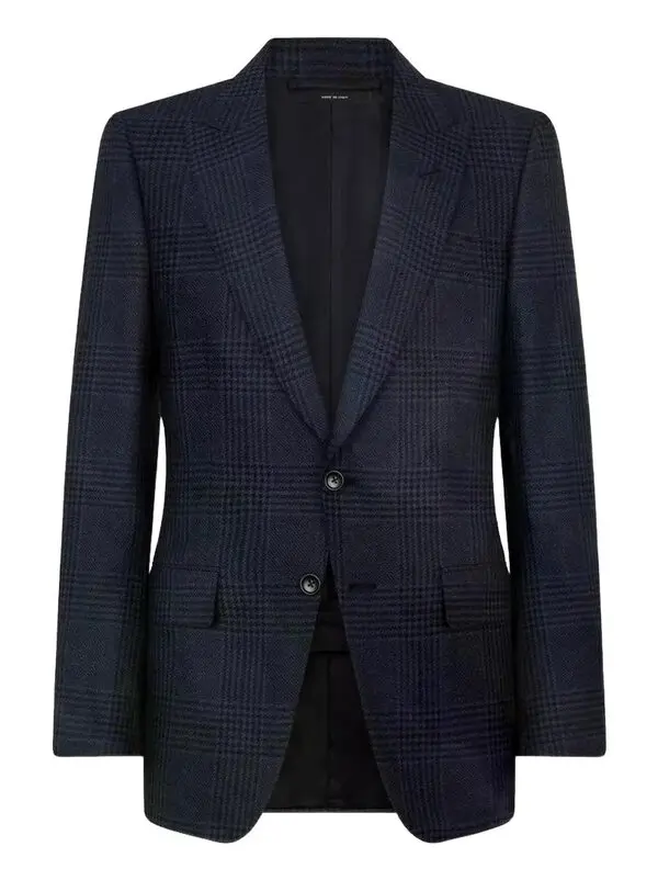 TOM FORD Prince Of Wales Check Single-breasted Jacket - Blue