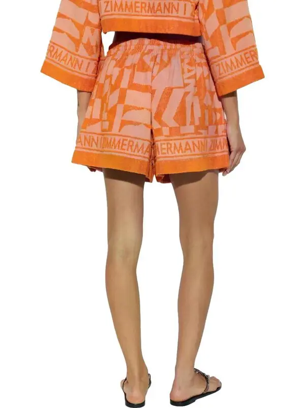 Zimmermann Solstice Logo-jacquard Shorts - Orange