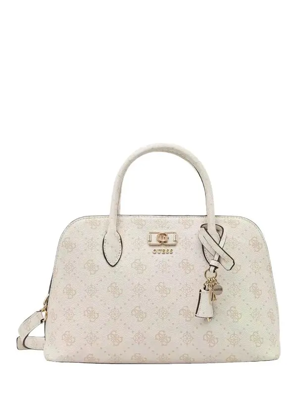 Guess Emelie Monogram Print Logo Plaque Tote Bag - Neutrals