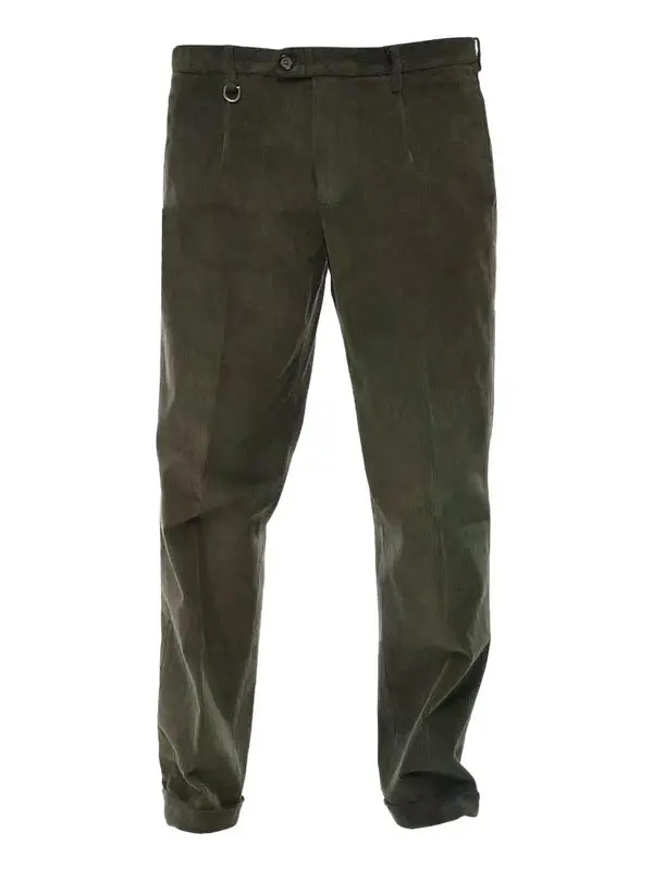 PAOLO PECORA Pleated Corduroy Trousers - Green