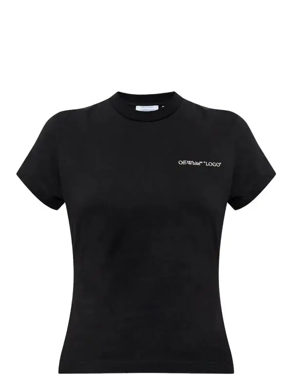 Off-White Logo Embroidered Crewneck T-shirt - Black