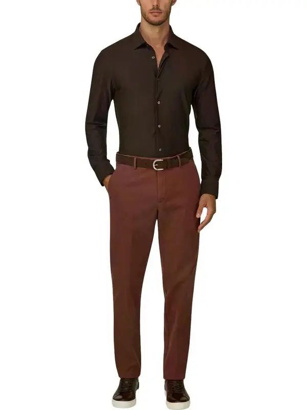 Boggi Milano Trousers In Stretch Cotton Tencel - Red
