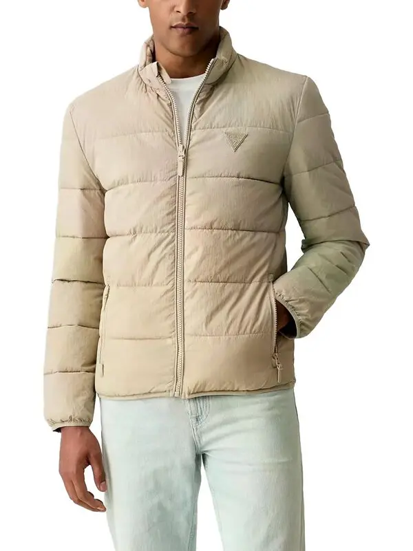 Guess Quilted Logo Patch Jacket - Neutrals