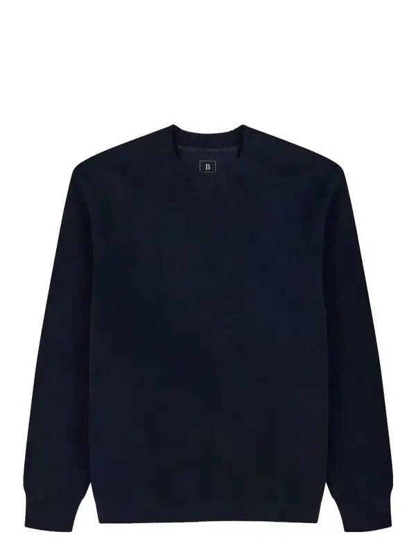 Boggi Milano Crew Neck Jumper In Merino Wool-blend Wooltech - Blue