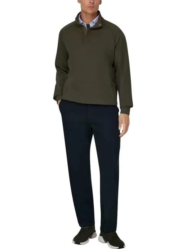 Boggi Milano Cotton Blend Scuba Quarter-zip Sweatshirt - Green