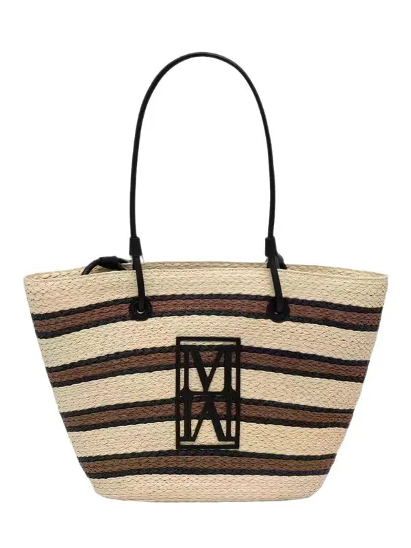 Marc O'polo Large Striped Logo-patch Tote Bag - Neutrals