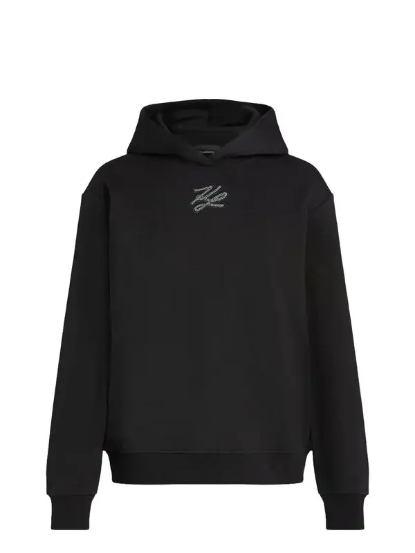 Karl Lagerfeld Rhinestone Autograph Hoodie - Black