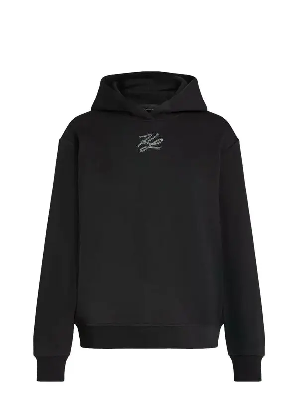 Karl Lagerfeld Rhinestone Autograph Hoodie - Black
