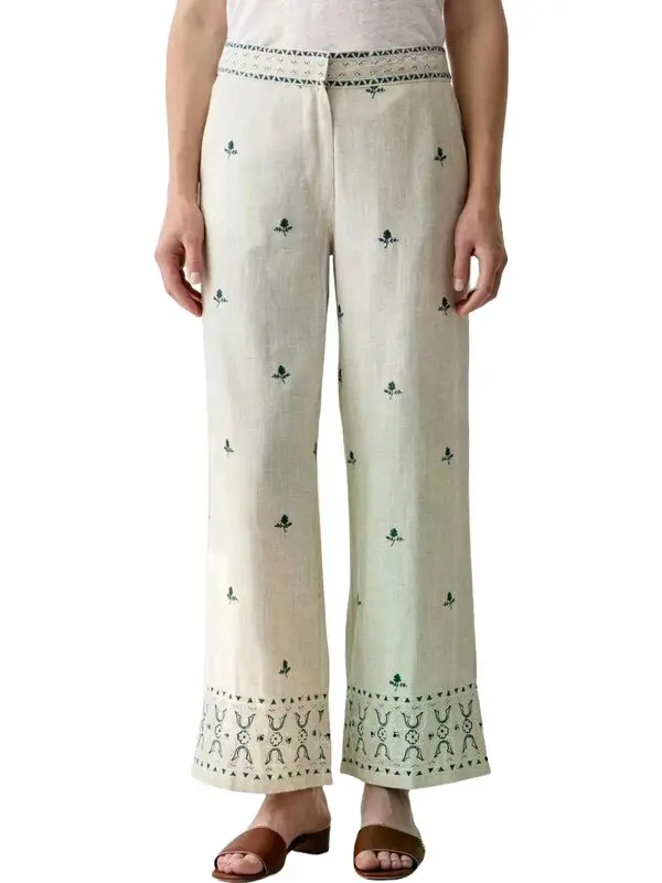 HOSS INTROPIA Embroidered Straight-leg Trousers - Neutrals