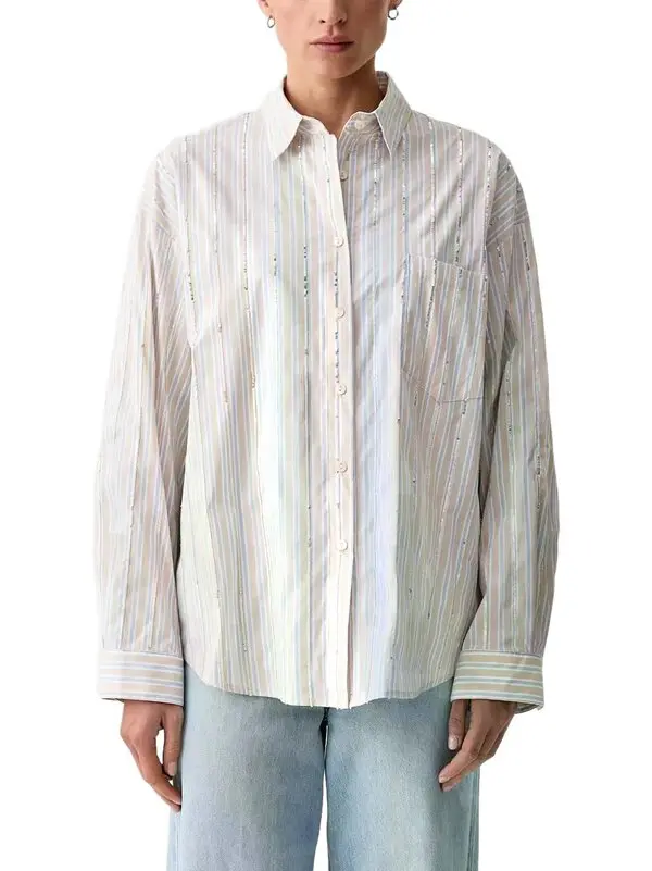 ISABELLE BLANCHE Embellished Striped Shirt - Neutrals