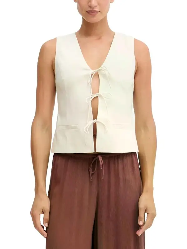 Sisley Tie-fastening V-neck Sleeveless Top - Neutrals