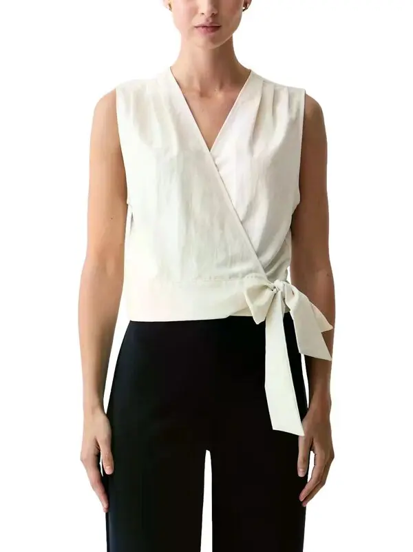 Sisley Wrap Design Sleeveless Top - Neutrals