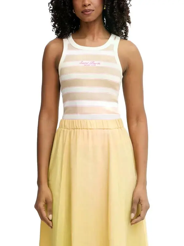MC2 SAINT BARTH Striped Ribbed Tank Top - Neutrals
