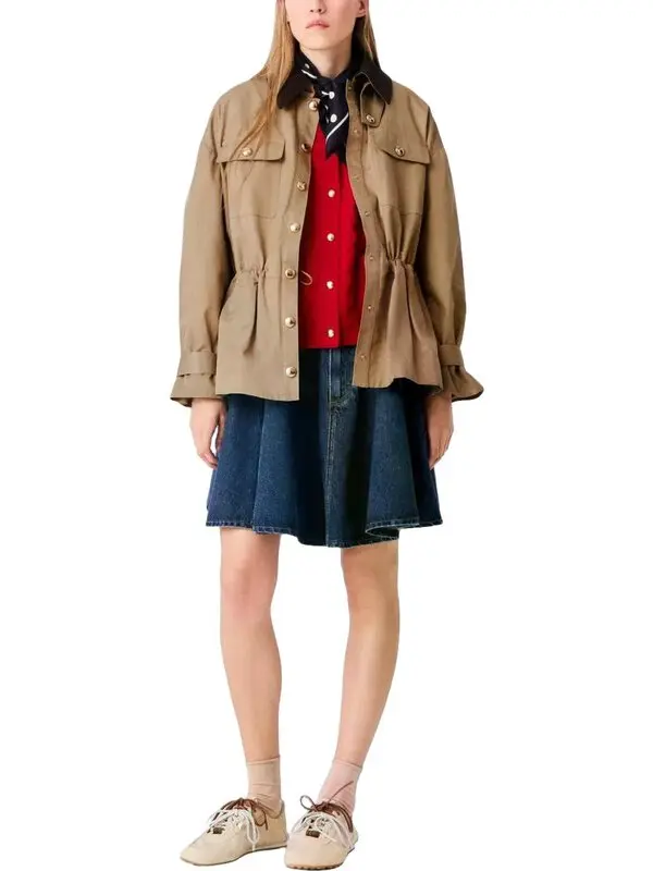 Maje Detachable Lined Corduroy Collar Jacket - Neutrals