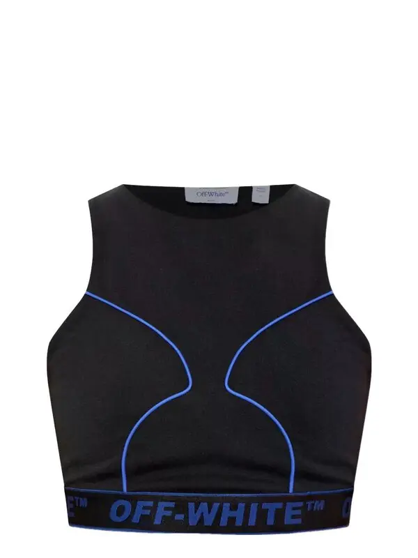 Off-White Logo Tape Cropped Top - Black