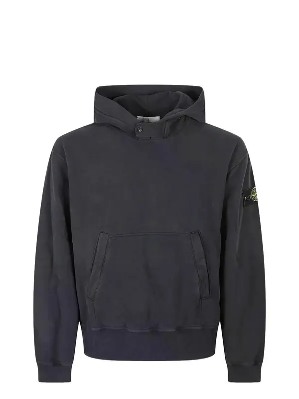 Stone Island Logo Patch Hoodie - Blue