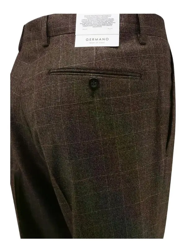 GERMANO 1952 Check Pattern Pleated Trousers - Brown