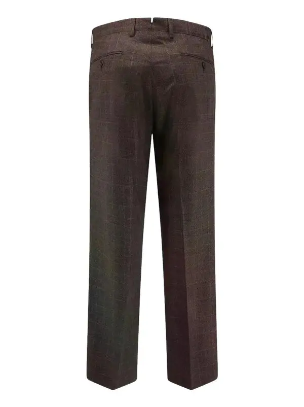 GERMANO 1952 Check Pattern Pleated Trousers - Brown