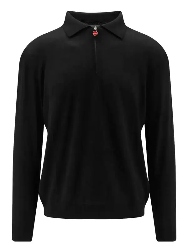 Kiton Quarter-zip Long-sleeve Polo Shirt - Black