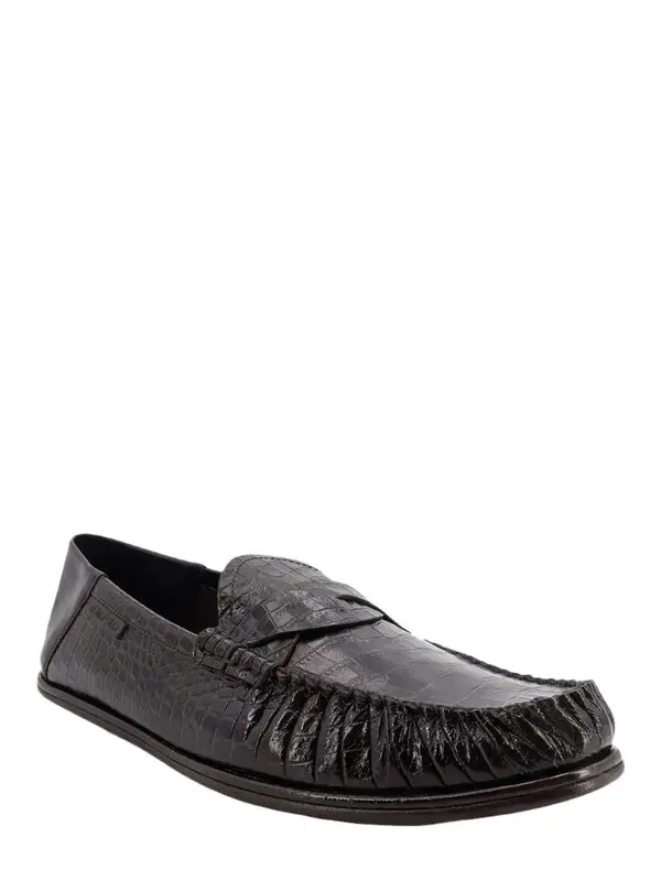TOM FORD Crocodile-effect Penny Loafers - Brown