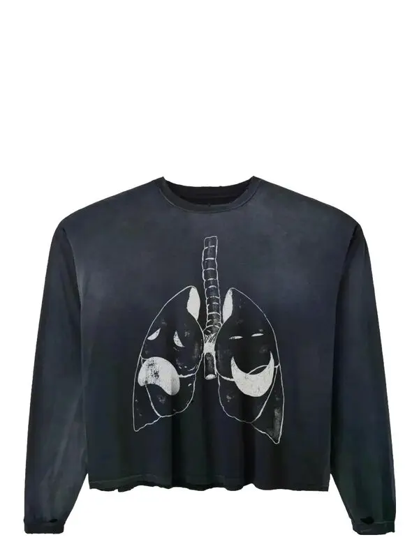 HMDD Lung-print Distressed T-shirt - Black