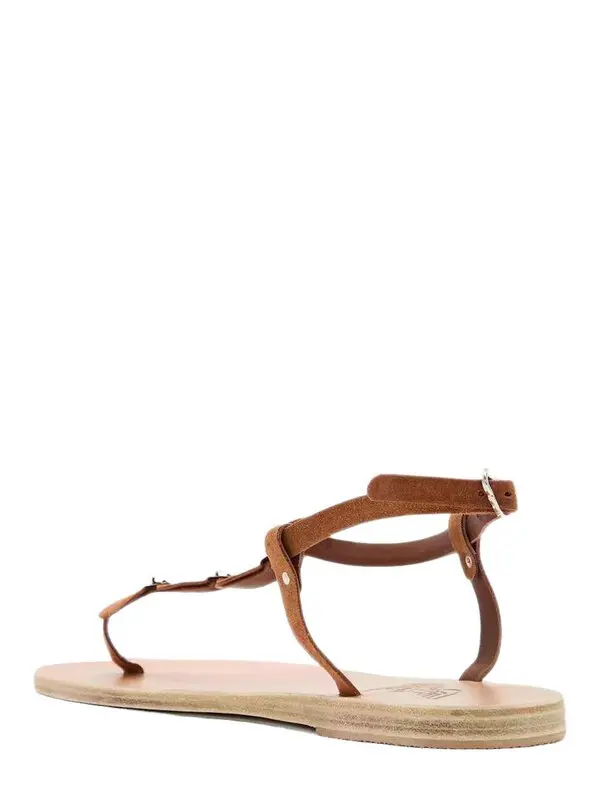 ANCIENT GREEK SANDALS Studded Suede Thong Sandals - Brown