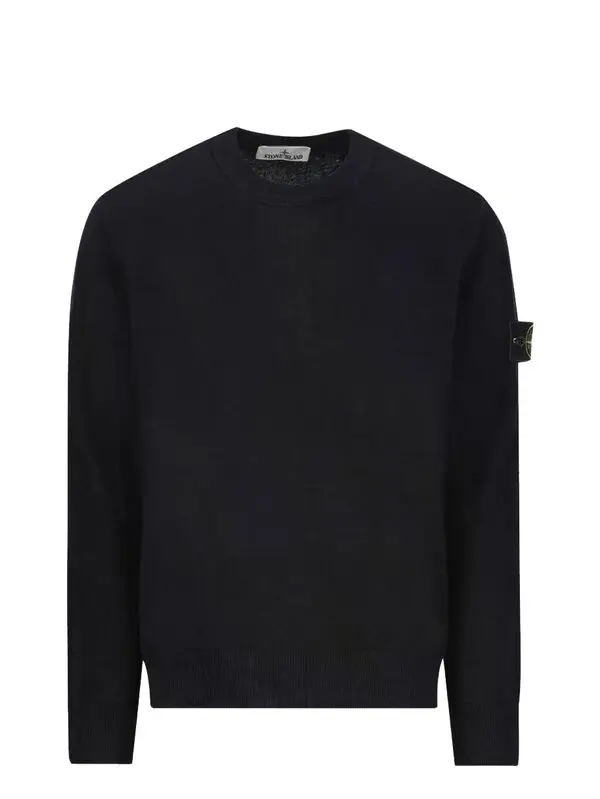 Stone Island Logo Patch Crewneck Sweatshirt - Blue