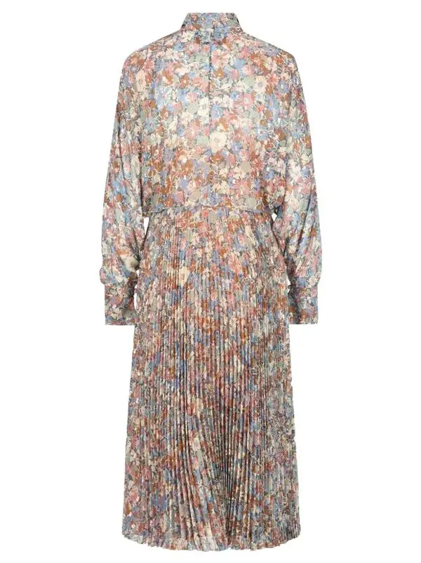 Valentino Garavani Floral Print Pussy-bow Midi Dress - Blue
