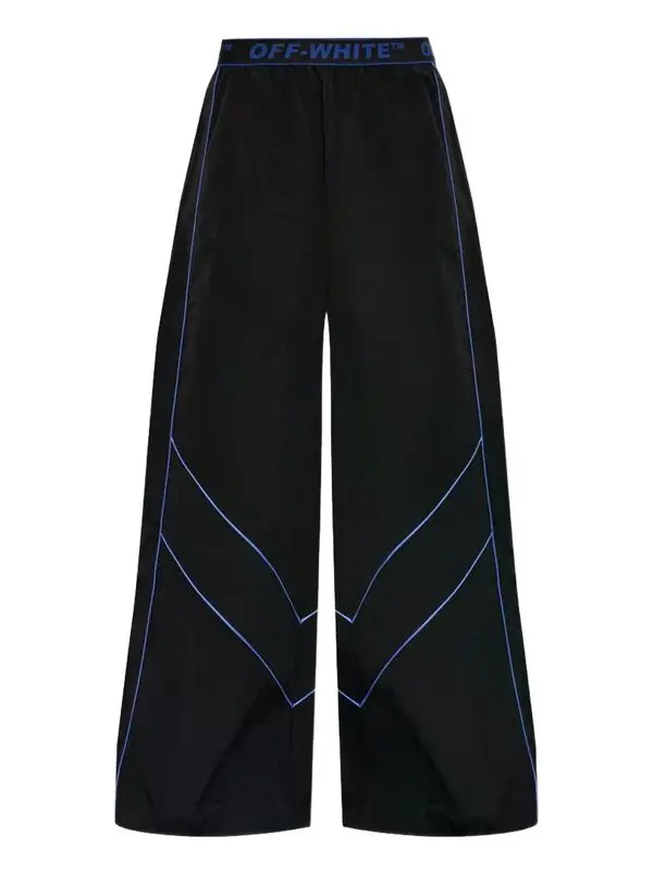 Off-White Piped Trim Logo-waistband Wide-leg Track Pants - Black