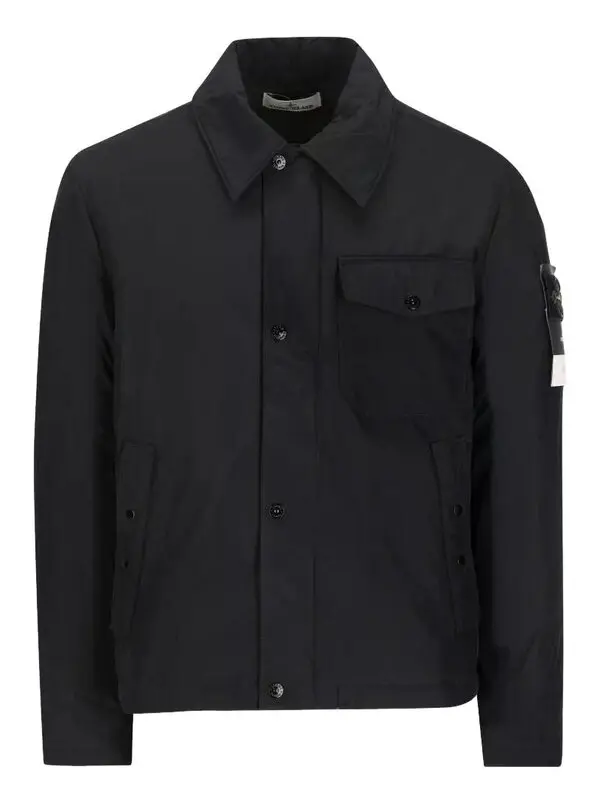 Stone Island Micro Reps Logo-patch Shirt Jacket - Black