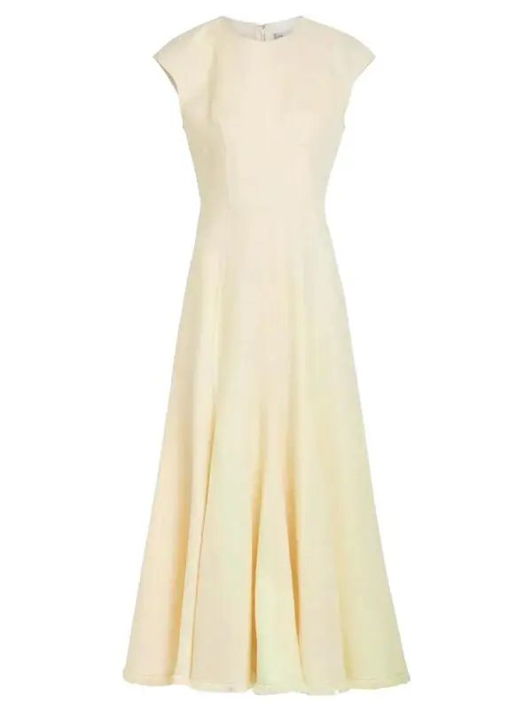 Gabriela Hearst Crowther Frayed-edge Cap-sleeve Midi Dress - Neutrals